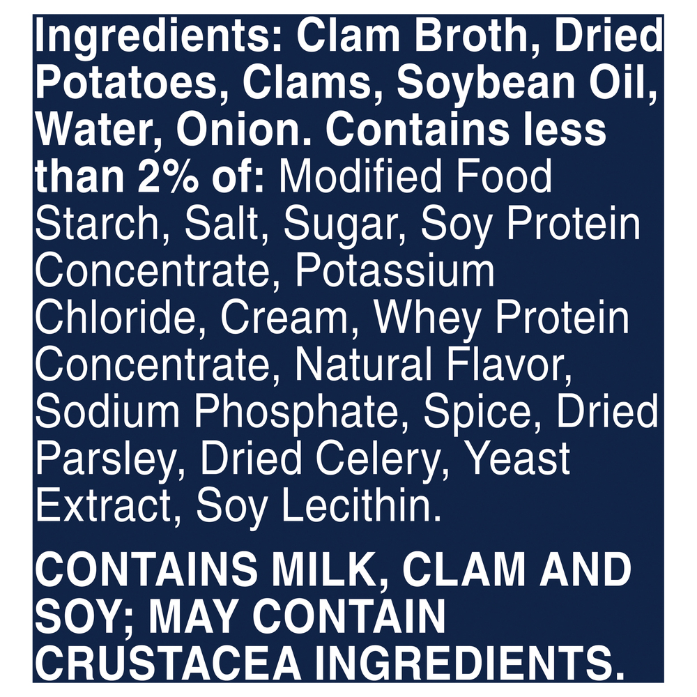 Progresso Rich & Hearty Soup, New England Clam Chowder-Ingredients