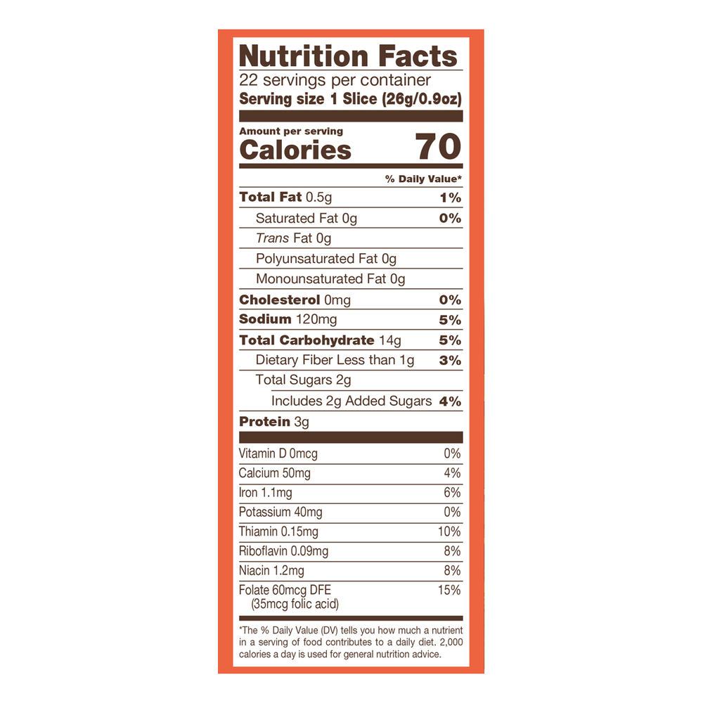 Nature's Own Bread, Enriched, Honey Wheat-Nutrition-Facts