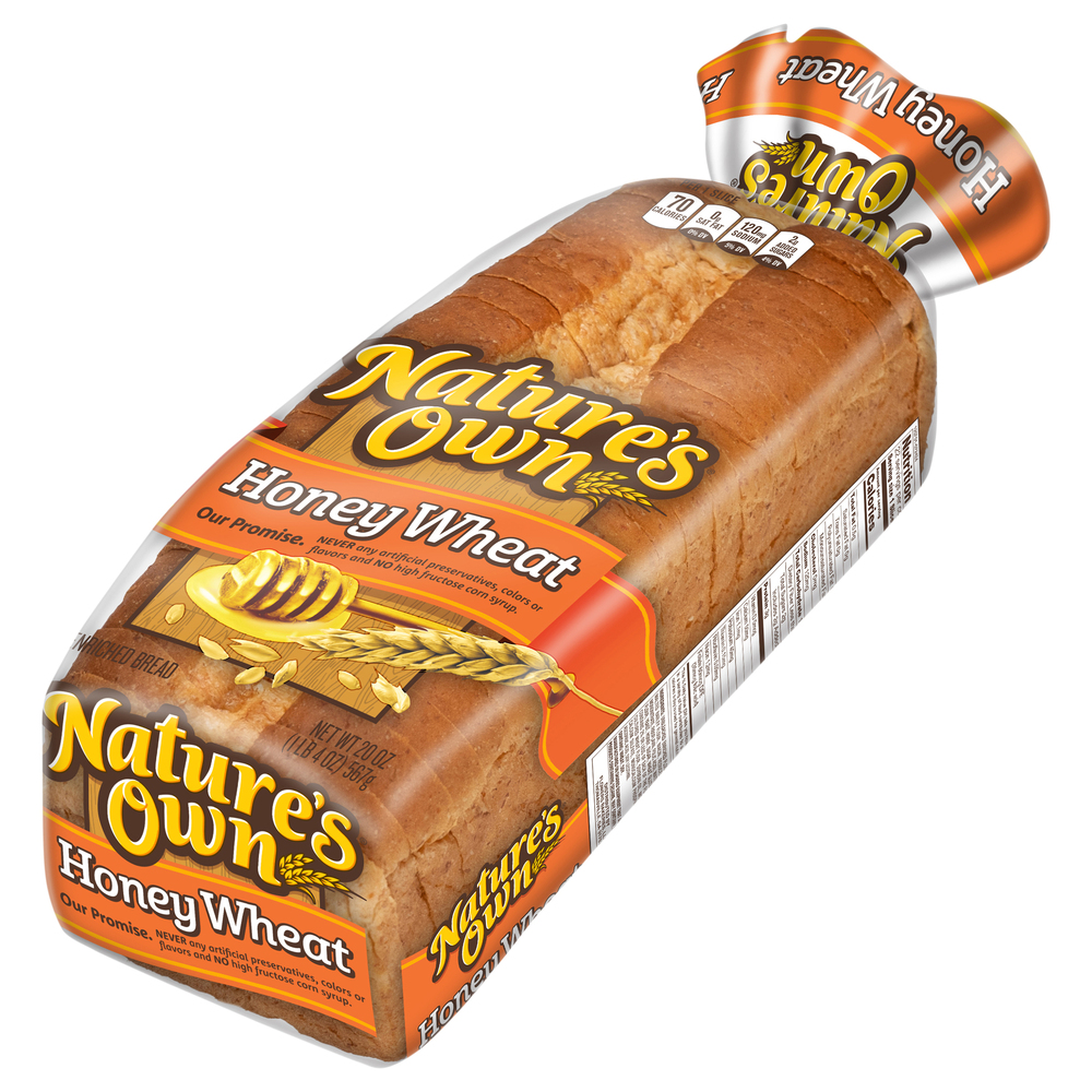 Nature's Own Bread, Enriched, Honey Wheat-Front-Right-Elevated