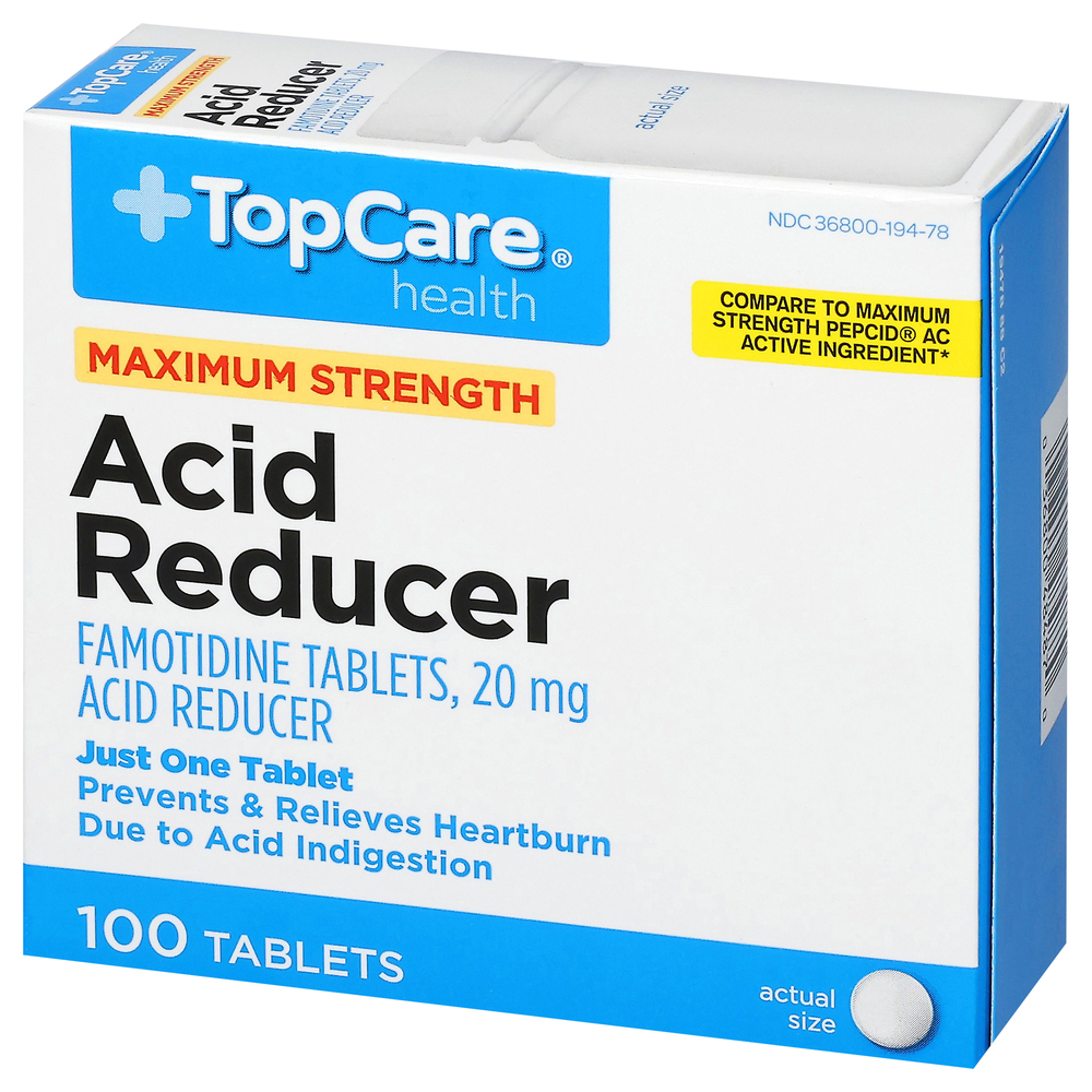 TopCare Health Acid Reducer, Maximum Strength, 20 mg, Tablets-Front ...