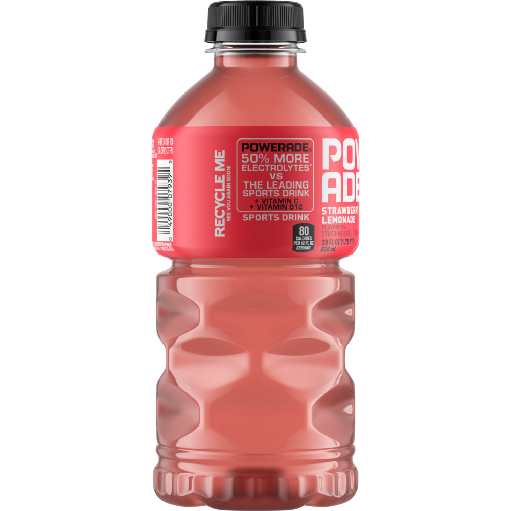 Powerade Strawberry Lemonade Electrolyte Sports Drink Bottle-Planogram-Left