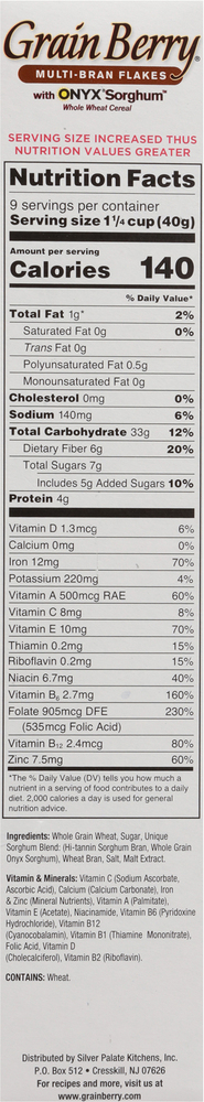 Grain Berry Cereal, Multi-Bran Flakes with Onyx Sorghum-Planogram-Right