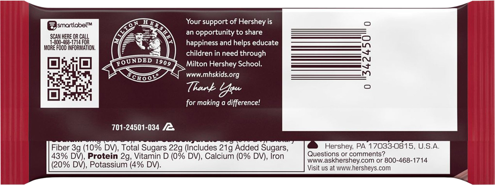 Hershey's Chocolate, Mildly Sweet, Special Dark-Planogram-Back