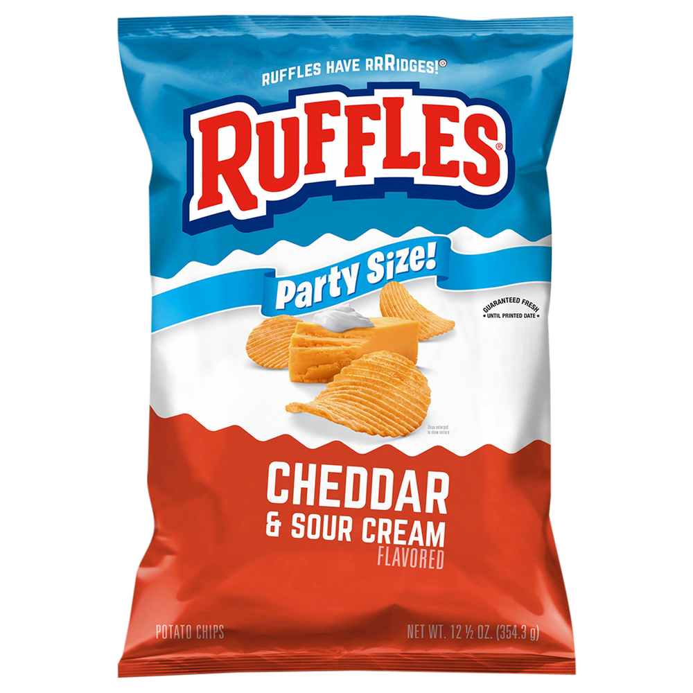 Ruffles Potato Chips, Cheddar & Sour Cream Flavored, Party Size-Main