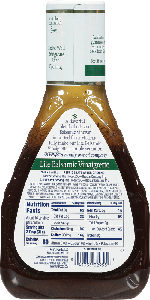 Ken's Steak House Dressing & Marinade, Balsamic Vinaigrette, Lite-Planogram-Back