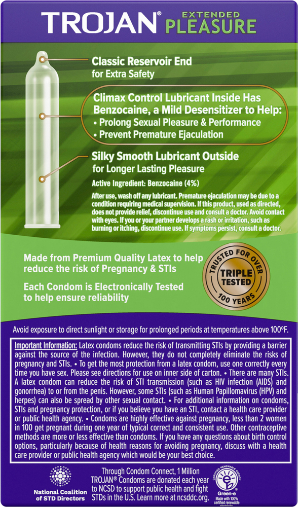 Trojan condoms extended pleasure store