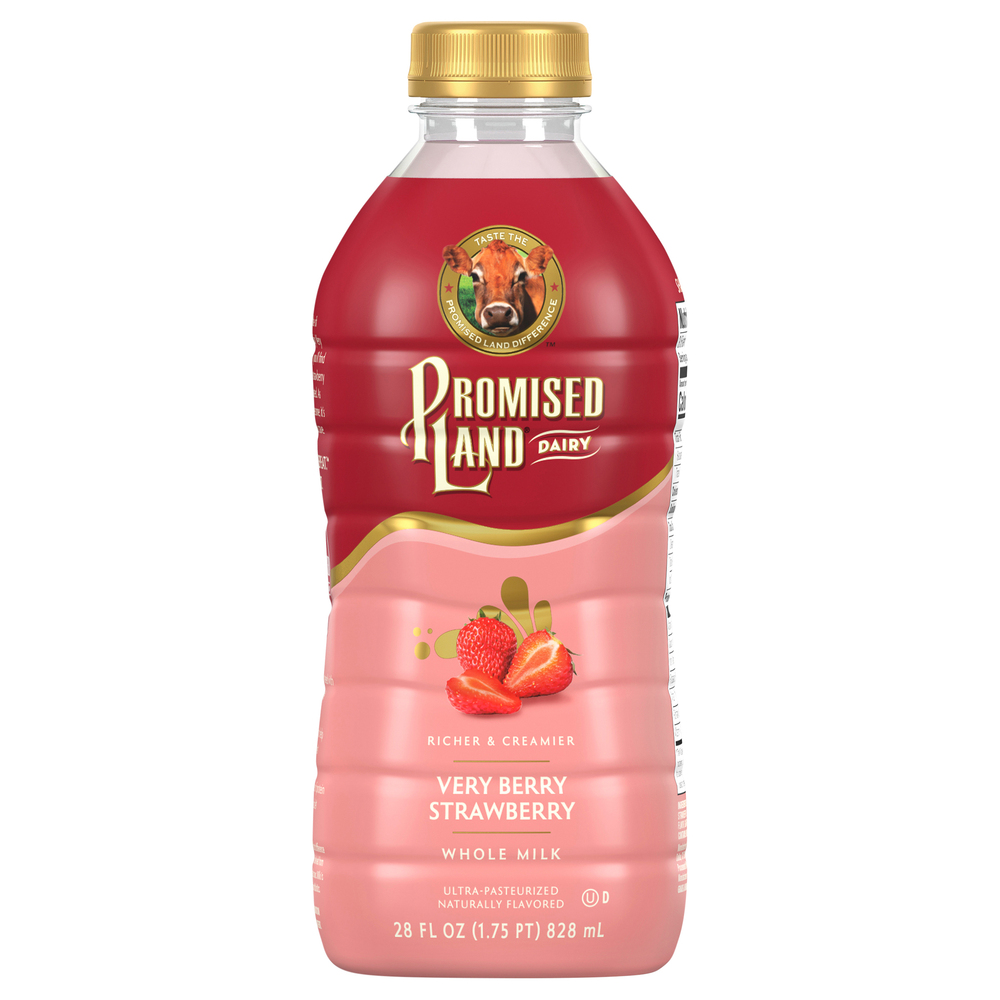 Promised Land Dairy Whole Milk, Very Berry Strawberry-Main