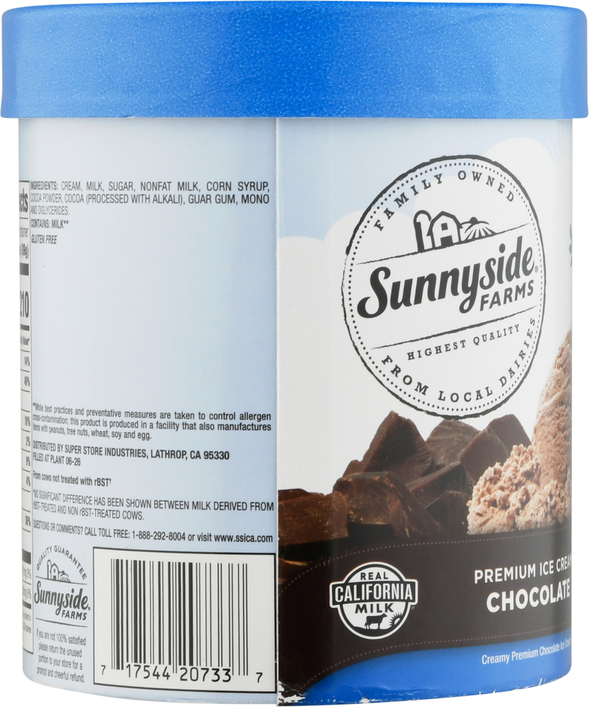 Sunnyside Farms Ice Cream, Premium, Chocolate-Planogram-Back