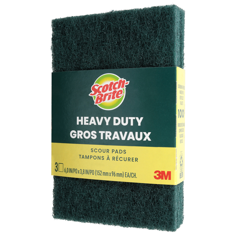 Scotch Brite Scour Pads, Heavy Duty, 3 Pack-Front-Right-Elevated