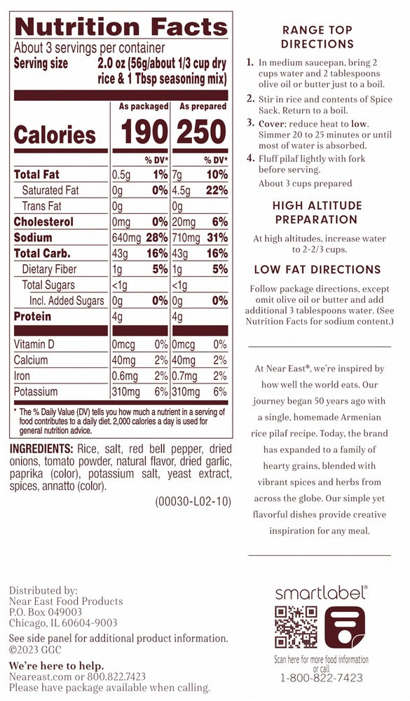 Near East Rice Pilaf Mix, Spanish Rice-Planogram-Back