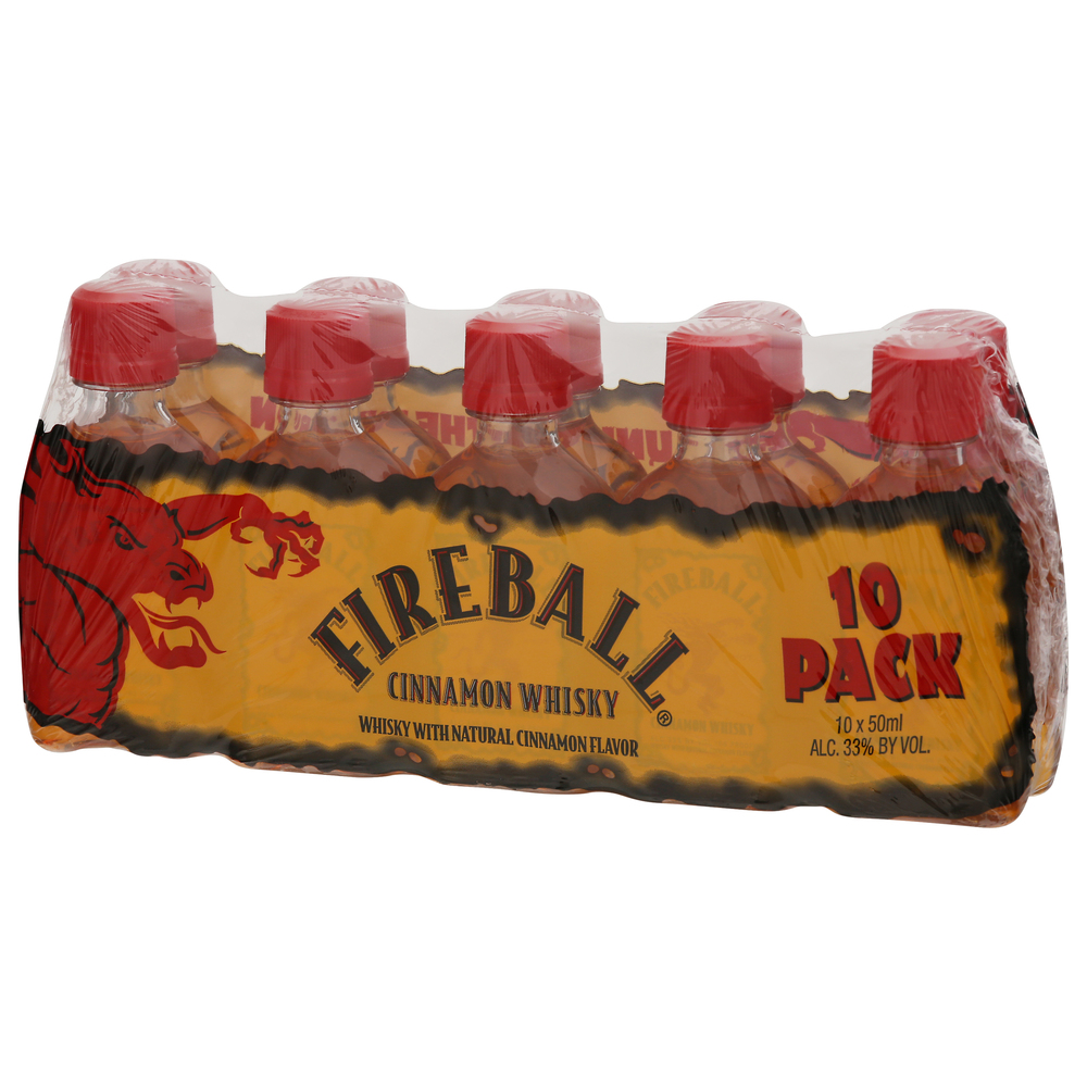 Fireball Whisky, Cinnamon, 10 Pack-Front-Right-Elevated