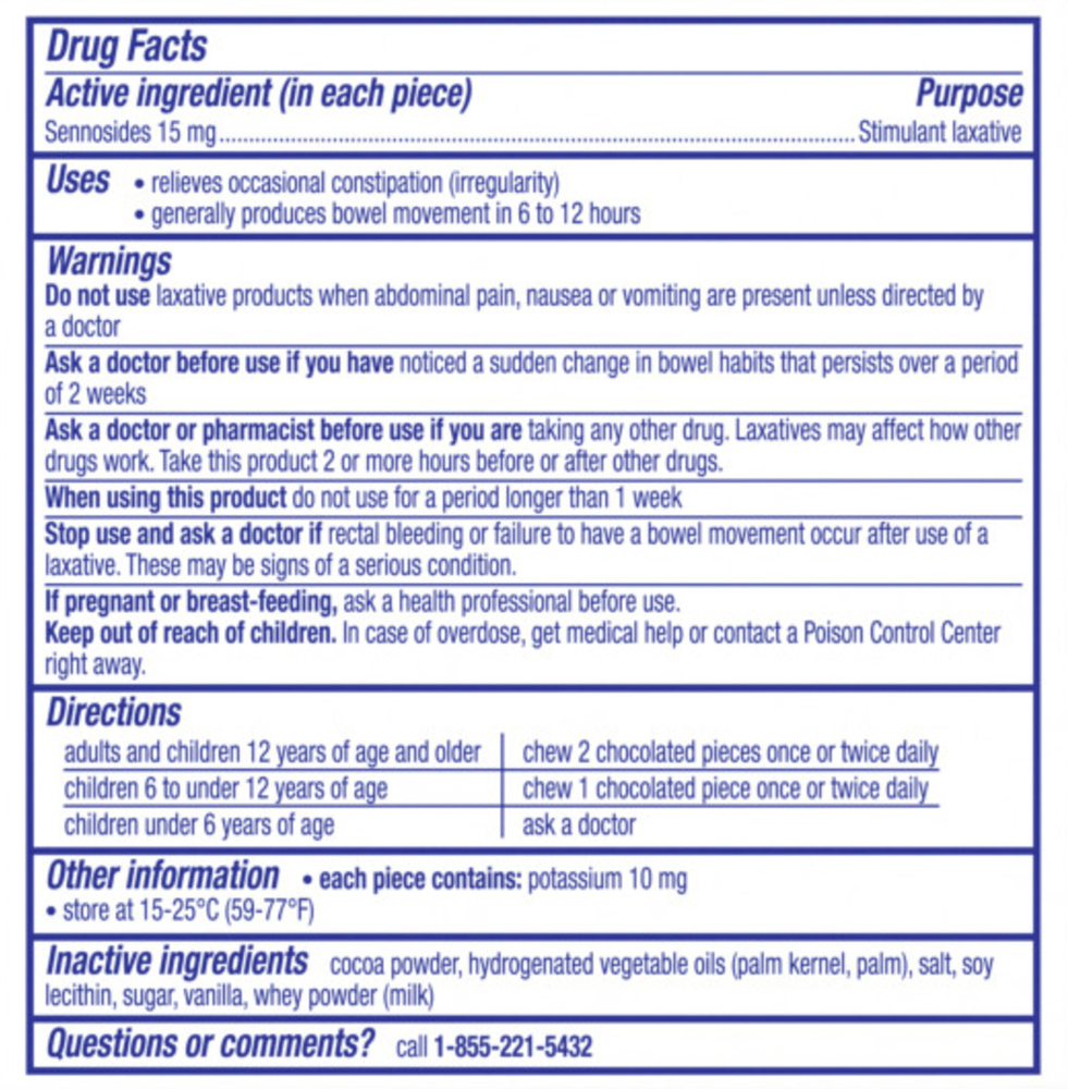 Ex-Lax Laxative, Chocolated Stimulant, Regular Strength-Planogram-Back