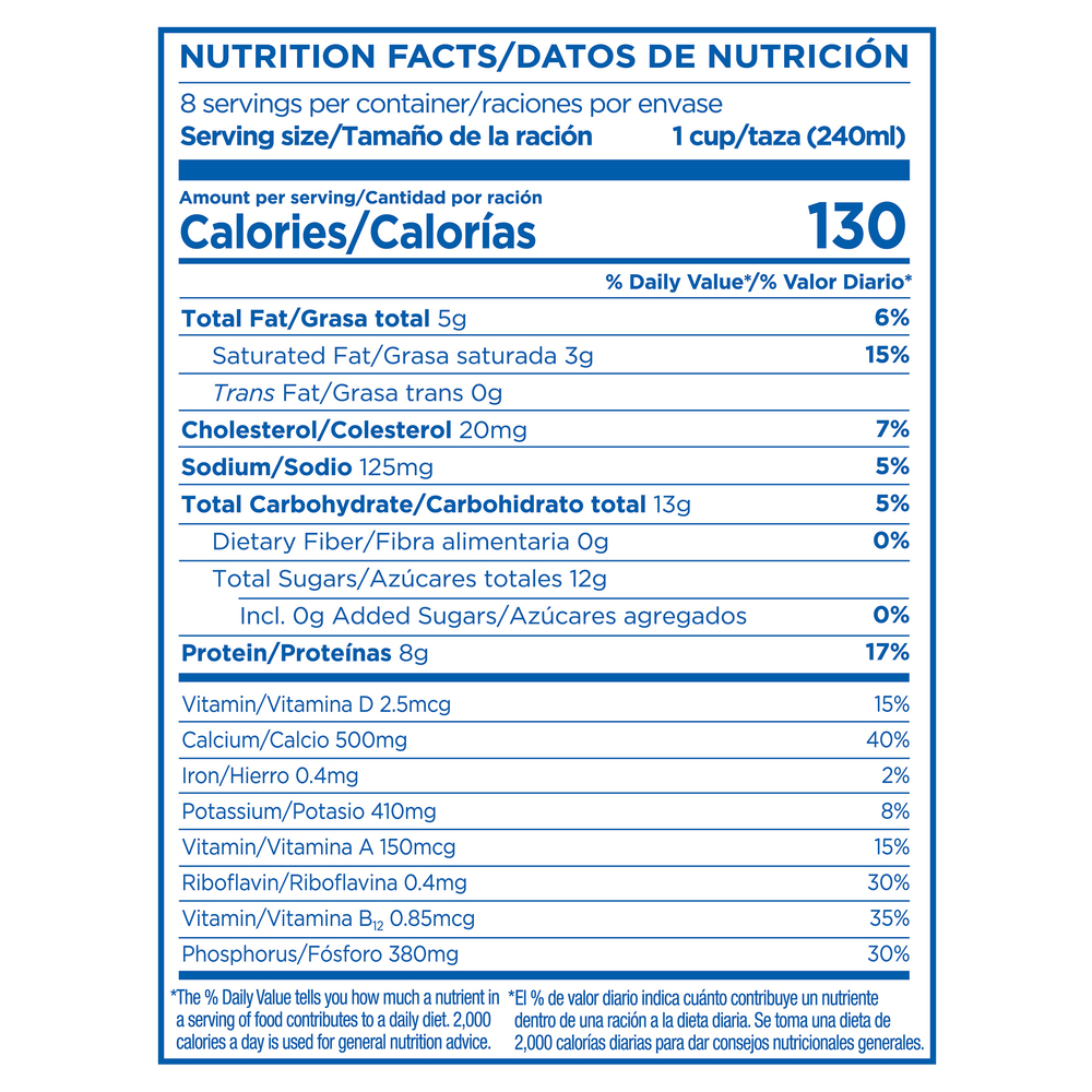 Lactaid Milk, 2% Reduced Fat, Lactose Free, Calcium Enriched-Nutrition ...
