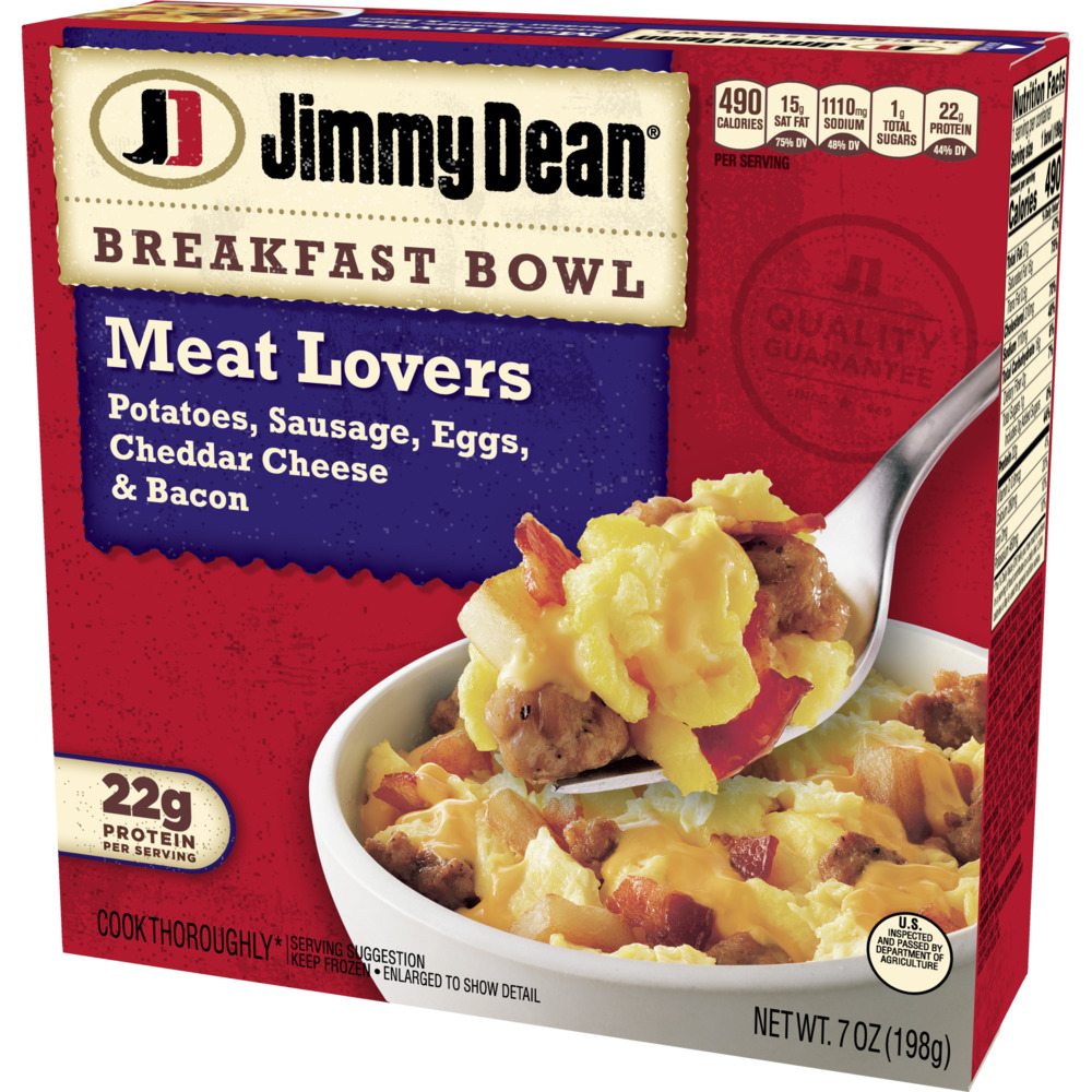 Jimmy Dean Breakfast Bowl Meat Lovers, Frozen, 7 oz Bowl-Front-Right ...
