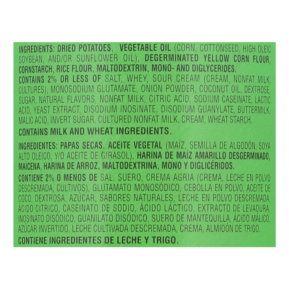 Pringles Potato Crisps, Sour Cream & Onion Flavored-Ingredients