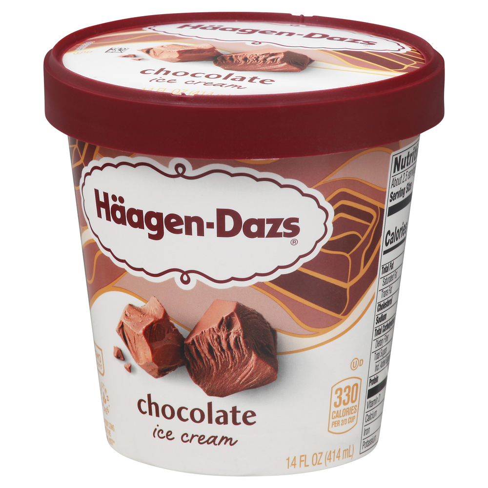 Haagen-Dazs Ice Cream, Chocolate-Front-Right-Elevated