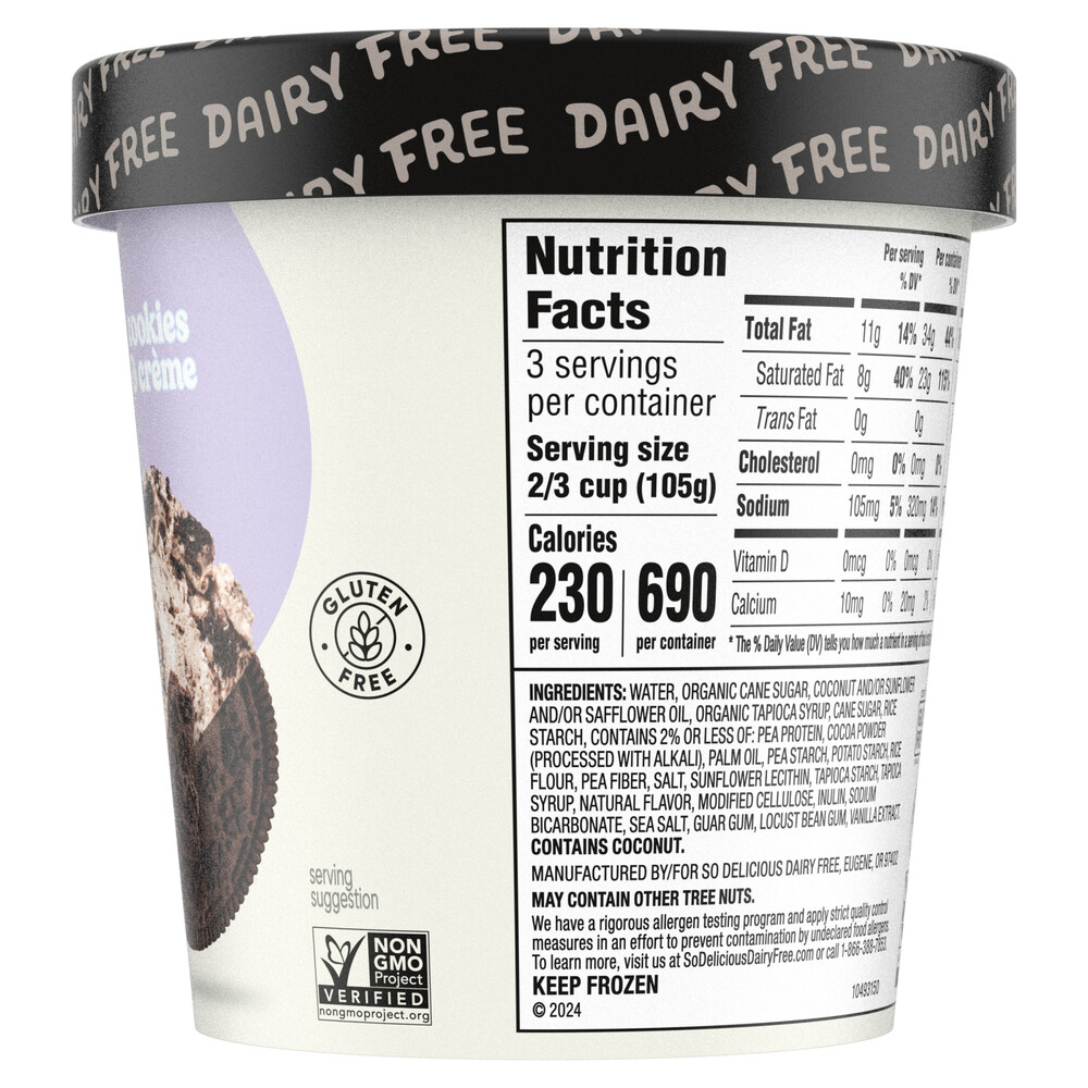 So Delicious Dairy Free Vegan Cookies and Creme Wondermilk Frozen ...