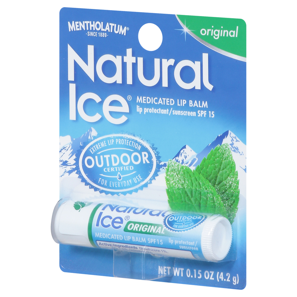 Mentholatum Natural Ice Lip Balm, Medicated, Original-Front-Right-Elevated