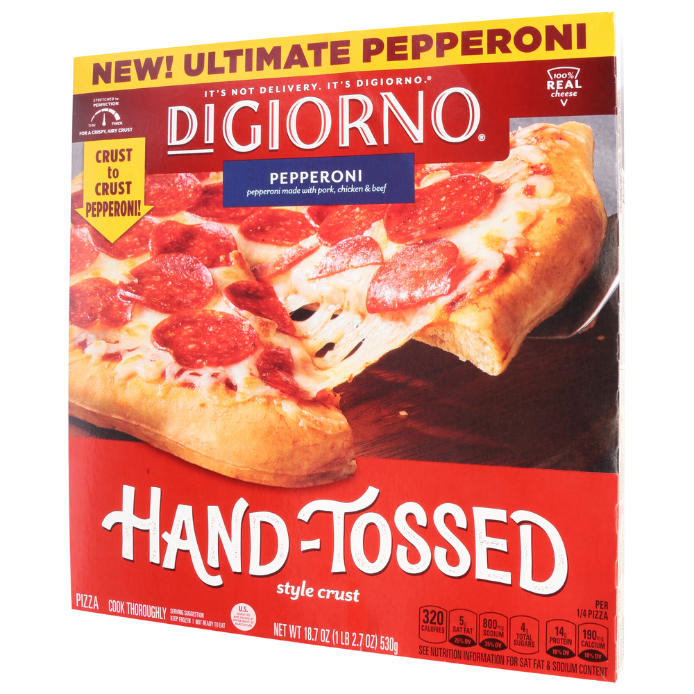 DiGiorno Pizza, Pepperoni, Hand-Tossed Style Crust-Front-Right-Elevated