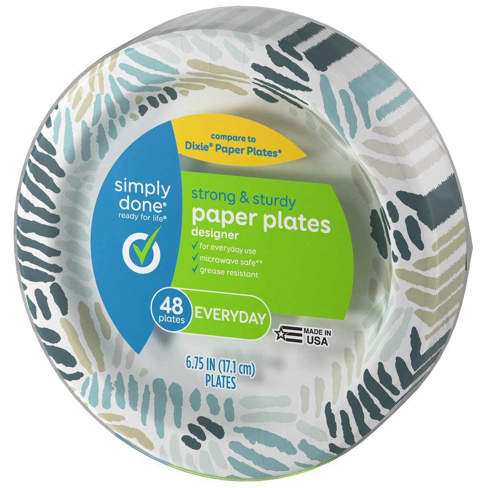 Simply Done Paper Plates, Designer, 6.8 Inch-Front-Right-Elevated