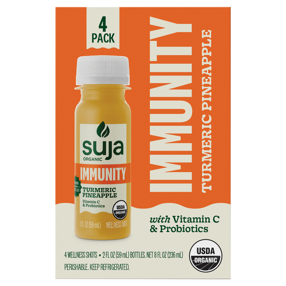Suja Organic Defense Shot, Immunity, with Turmeric & Probiotics, 4 Pack ...