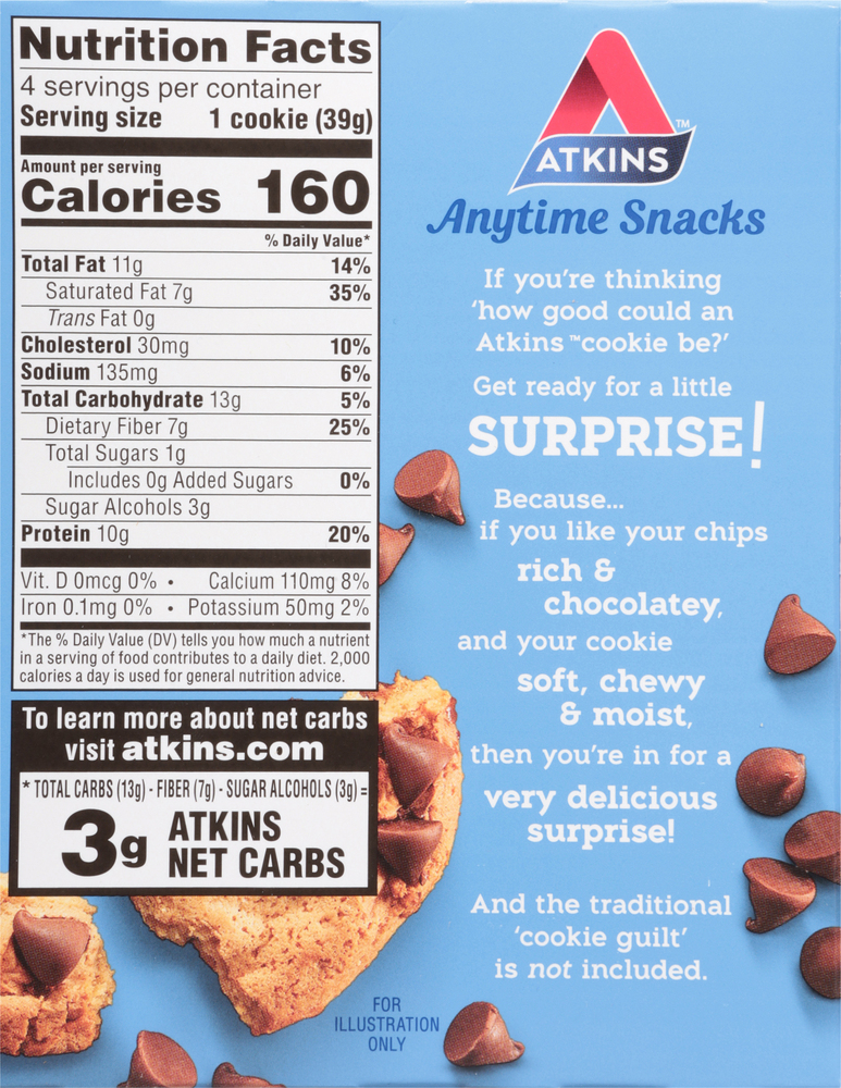 Atkins Protein Cookies, Chocolate Chip-Planogram-Back