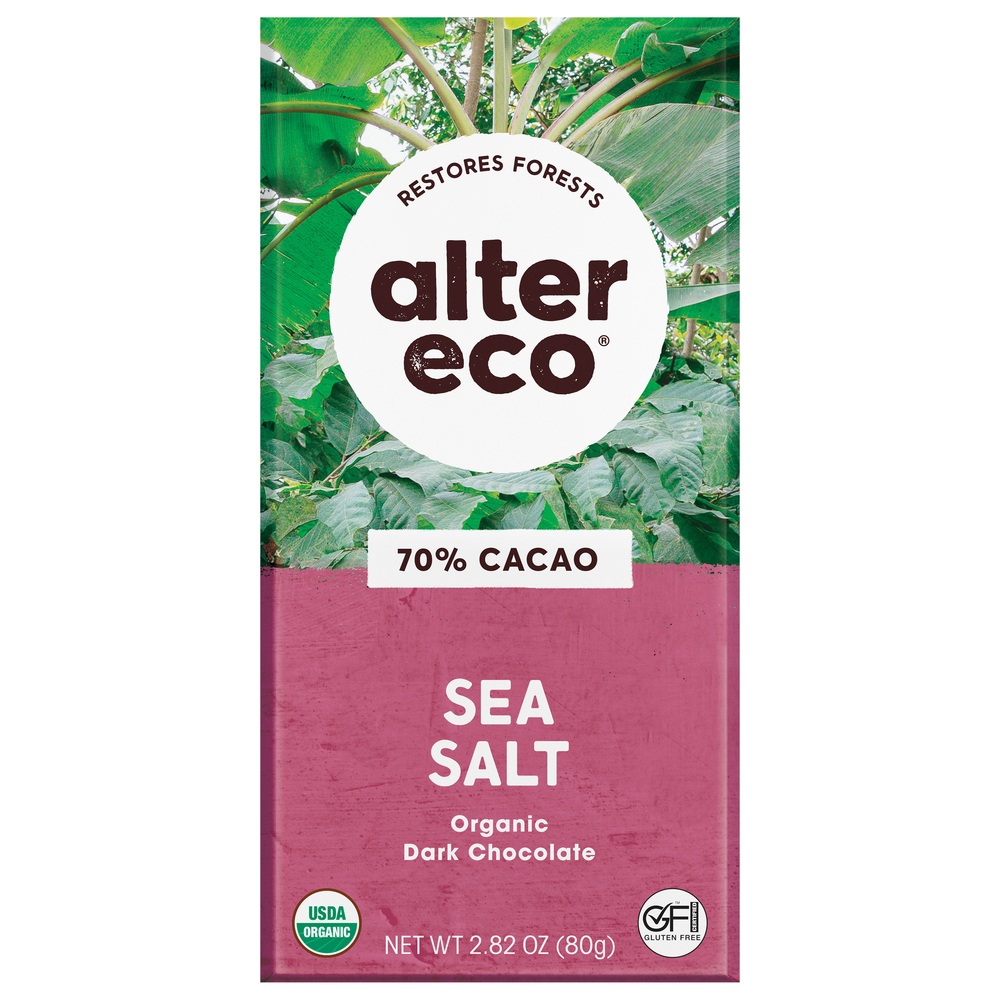 Alter Eco Dark Chocolate, Organic, Deep Dark Sea Salt, 70% Cocoa-Main