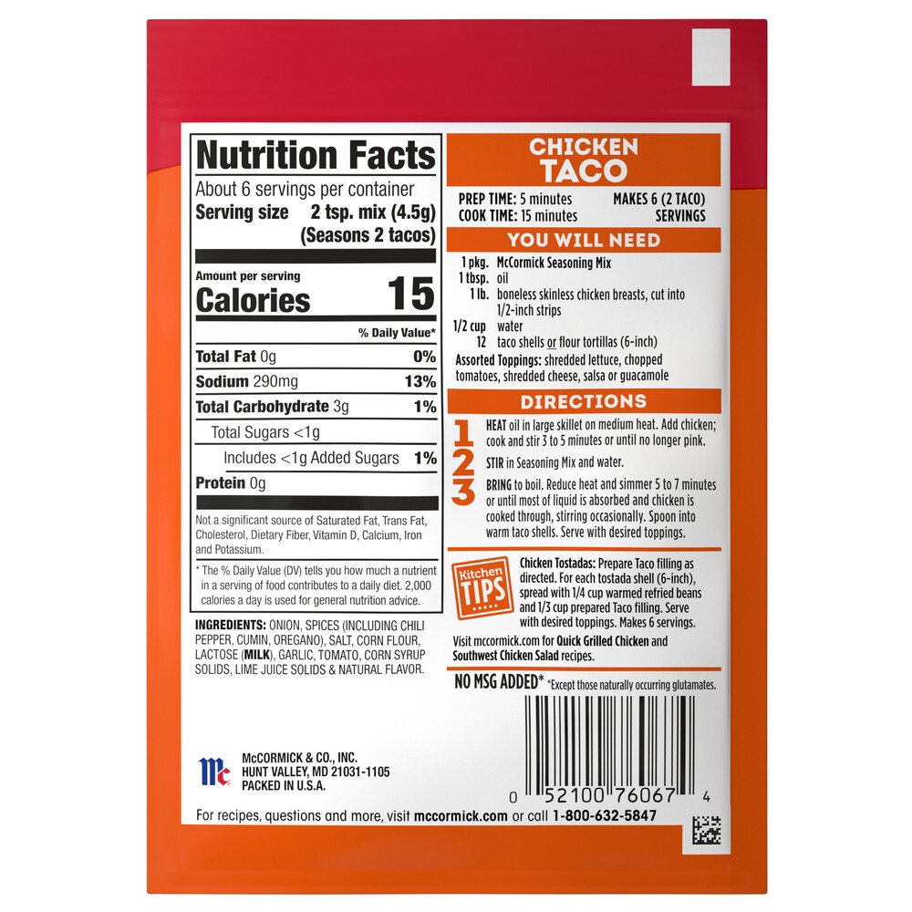 McCormick Chicken Taco Seasoning Mix-Planogram-Back