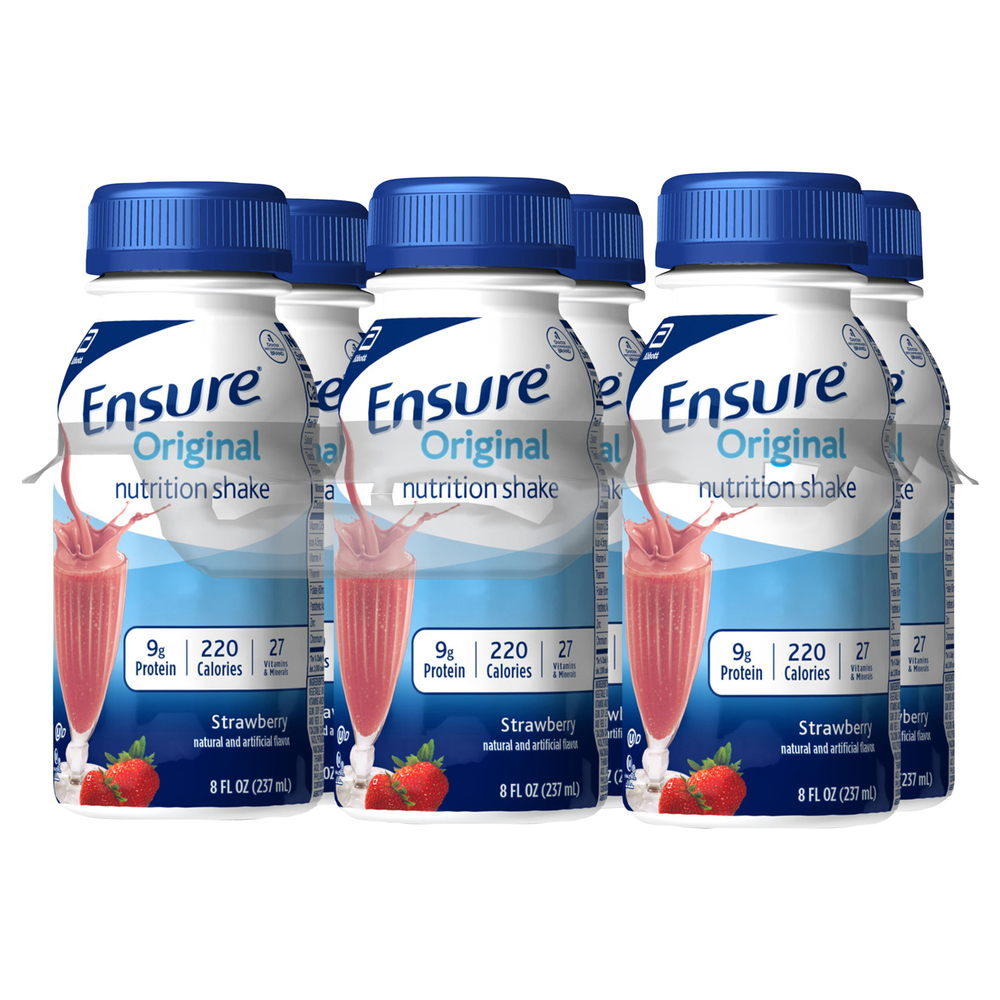 Ensure Nutrition Shake, Strawberry, Original-Front-Right-Elevated