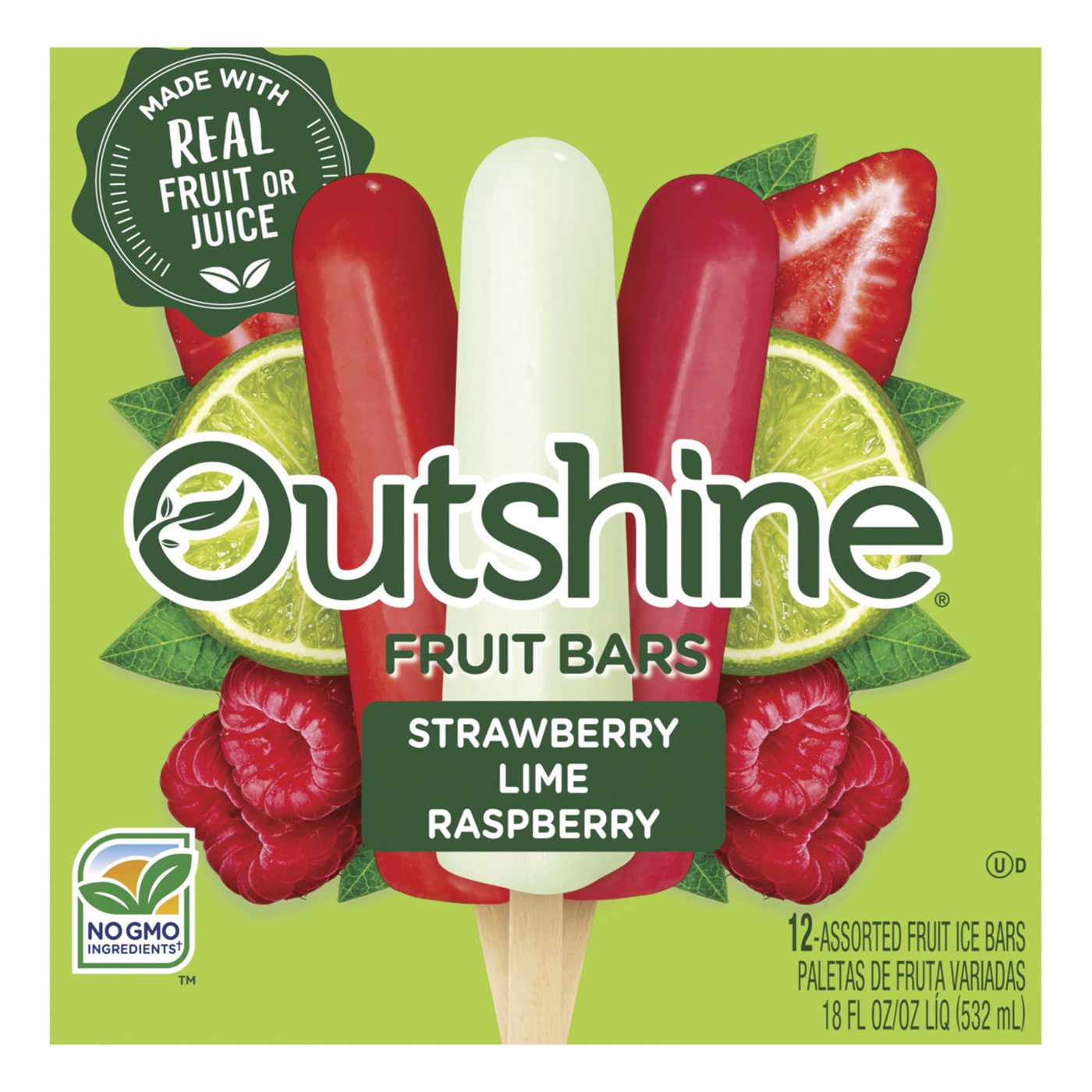 Outshine Strawberry, Lime, and Raspberry Frozen Fruit Bars Variety Pack ...