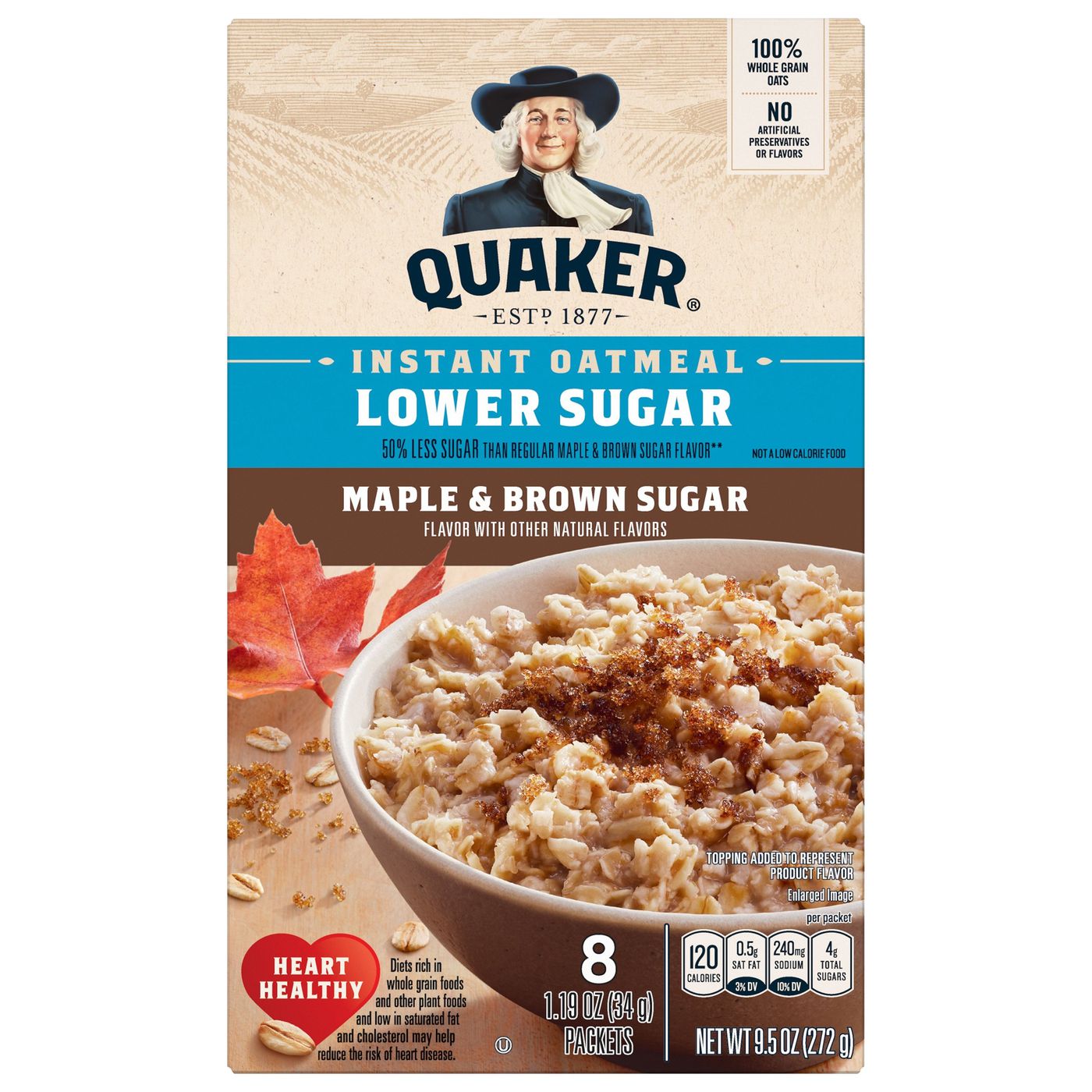 Quaker Instant Oatmeal, Lower Sugar, Maple & Brown Sugar-Main