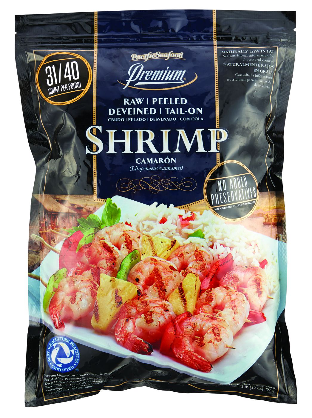 Pacific Seafood Shrimp 31 40 Raw Peeled And Deveined Tail On Farm Raised