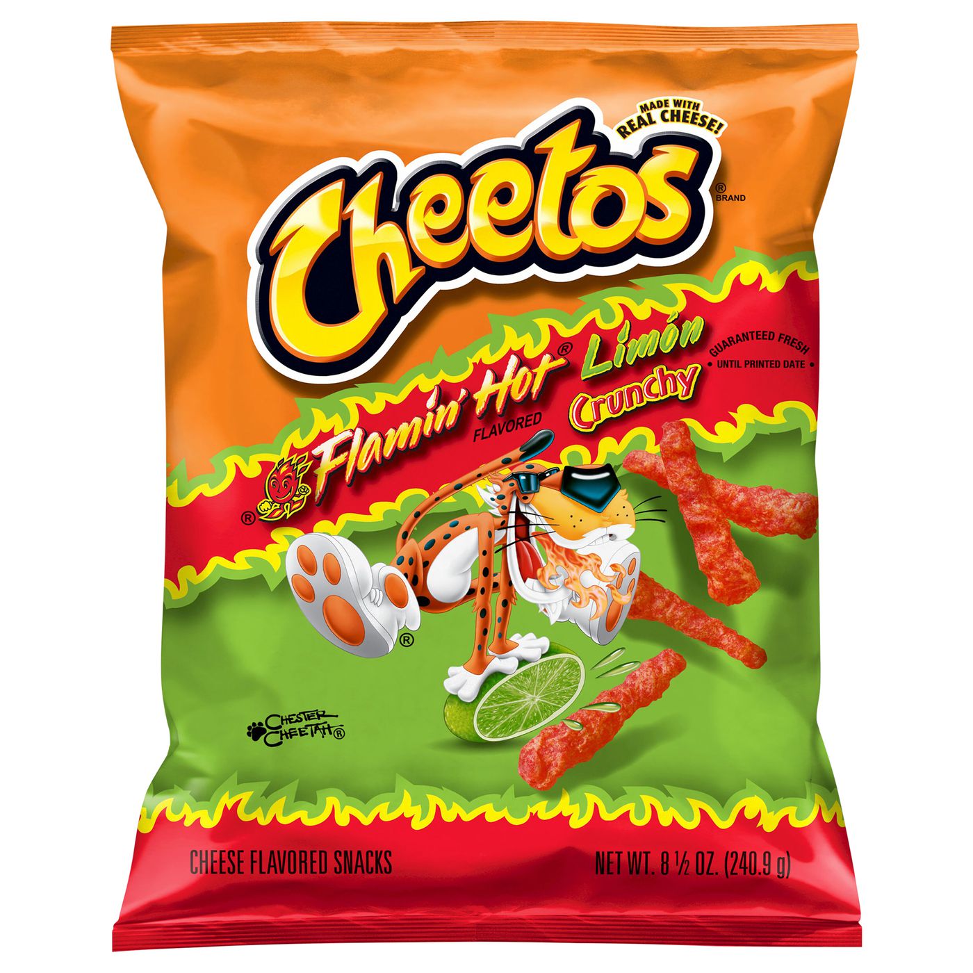 Cheetos Cheese Flavored Snacks, Flamin' Hot Limon Flavored, Crunchy-Main