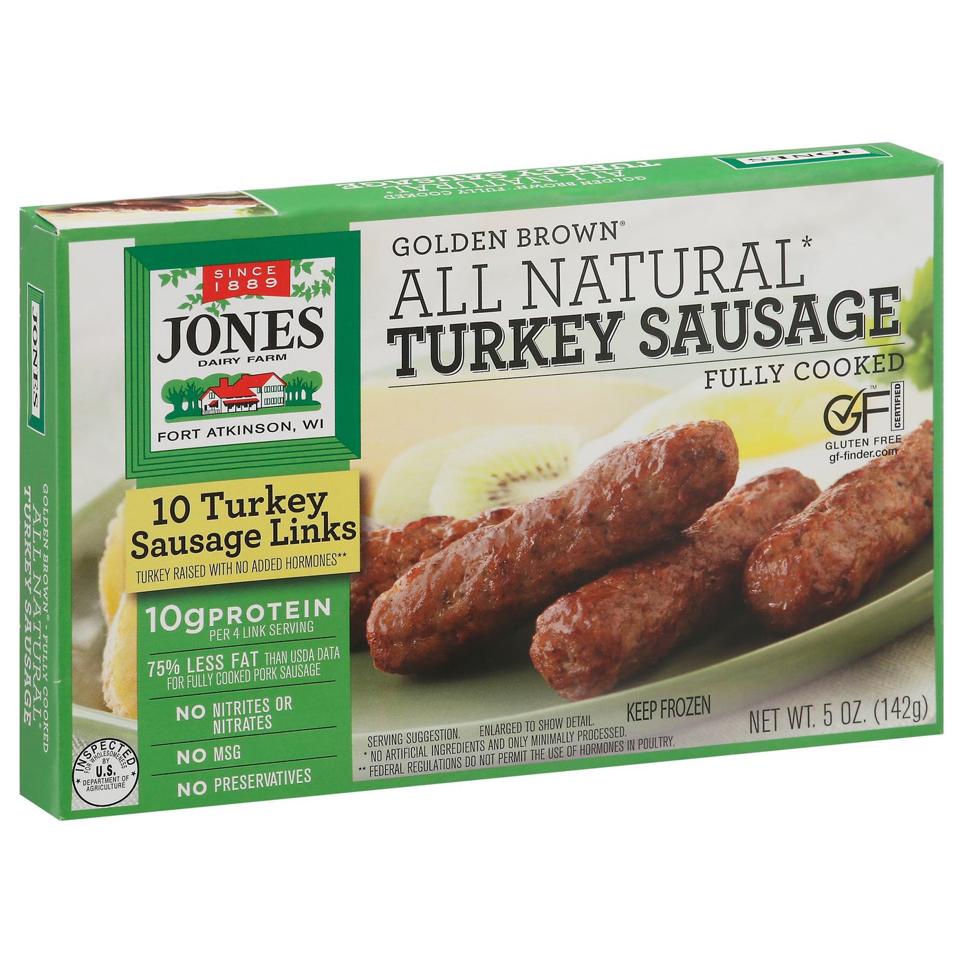 Jones Dairy Farm Sausages Links, Turkey, Golden Brown-Main