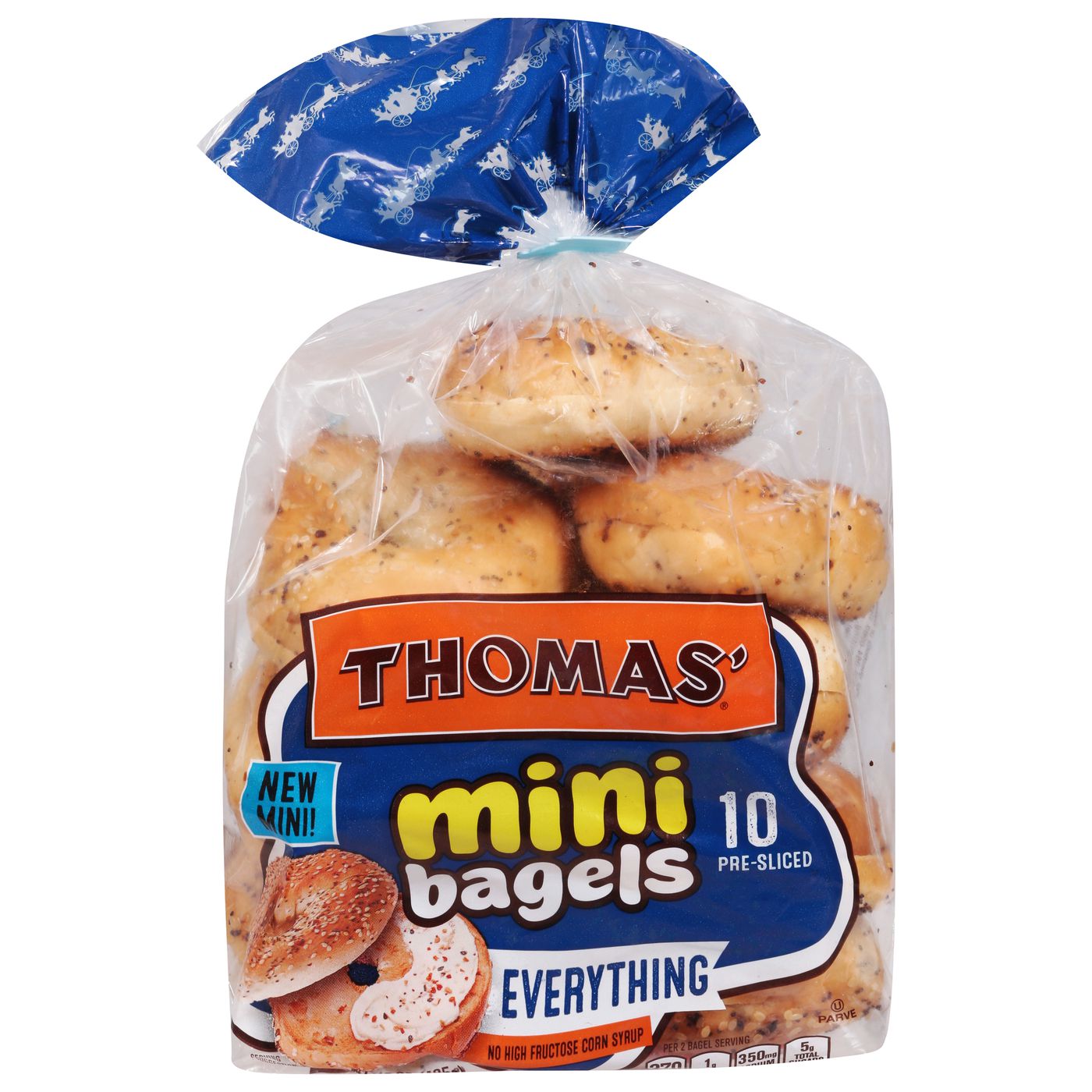 Thomas' Everything Pre-sliced Mini Bagels, 10 count, 15 oz-Main