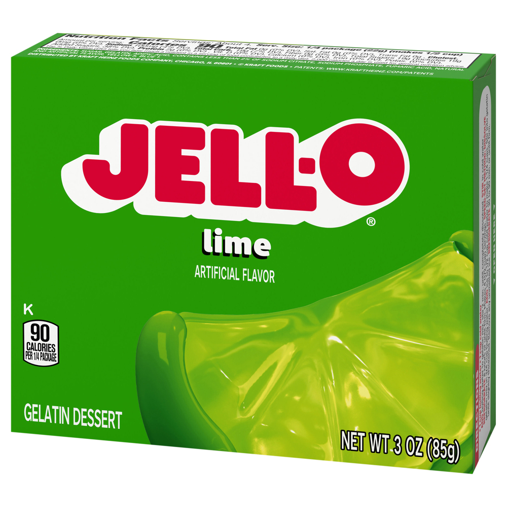 Jell-O Lime Gelatin Dessert-Front-Right-Elevated