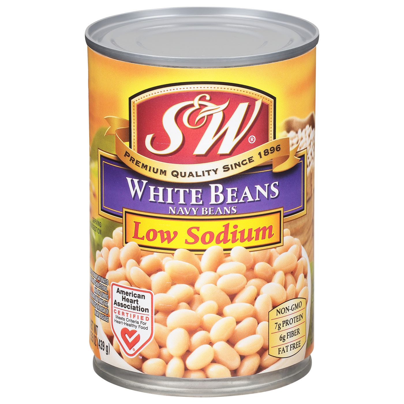 S&W White Beans, Low Sodium, Navy Beans-Main