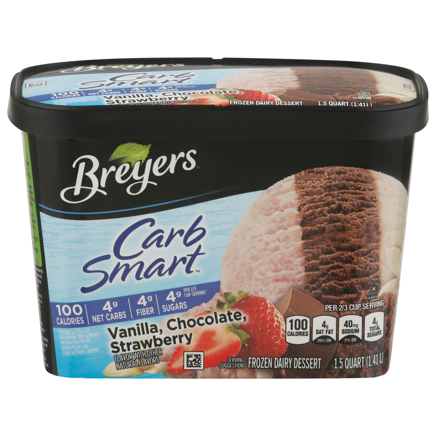Breyers Carb Smart Frozen Dairy Dessert, Vanilla, Chocolate, Strawberry ...