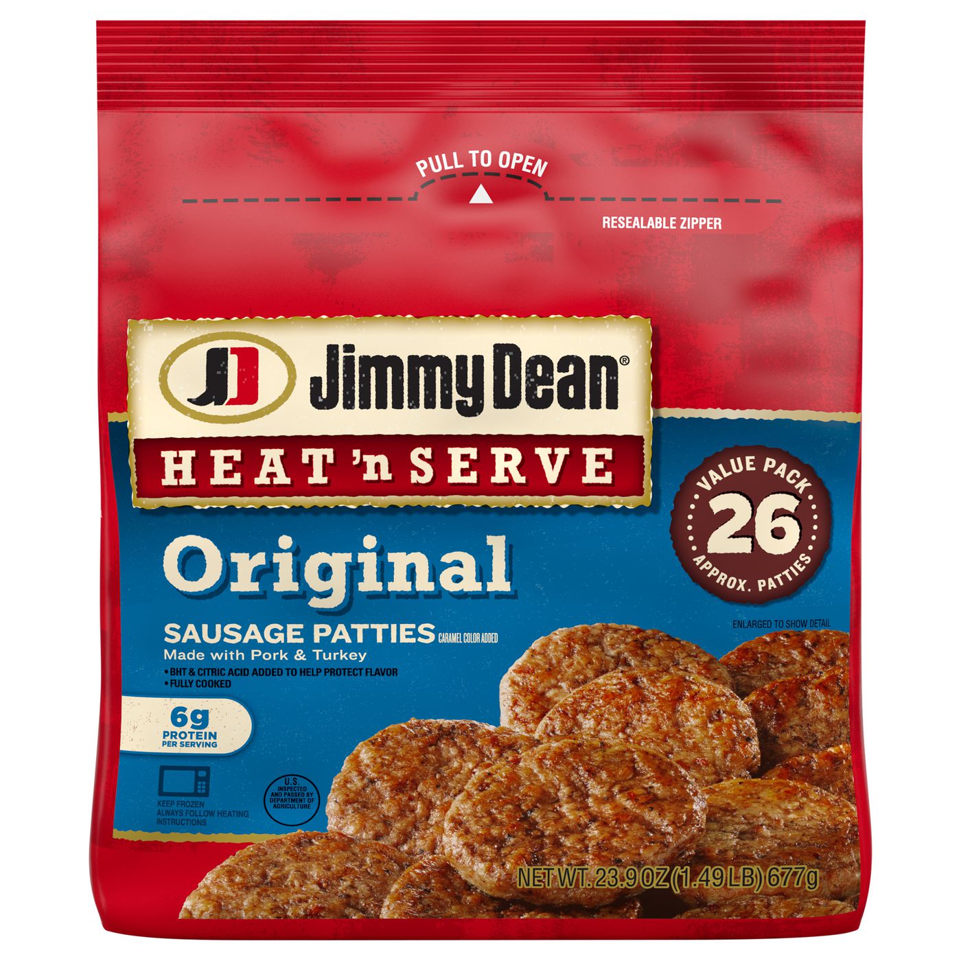 Jimmy Dean Heat 'N Serve Original Pork Sausage Patties, 26 Count-Main