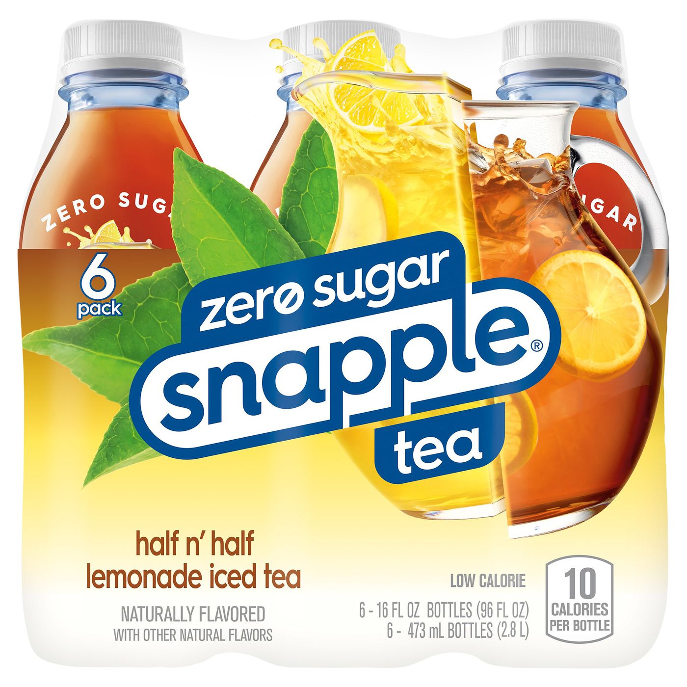 Snapple Lemonade Iced Tea, Zero Sugar, Half N' Half, 6 Pack-Main