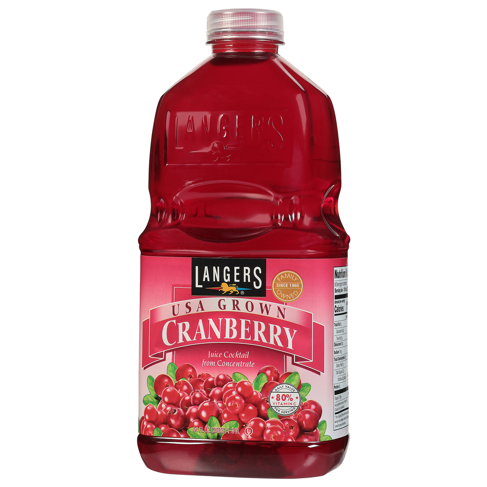 Langers Juice Cocktail, from Concentrate, Cranberry-Front-Right-Elevated
