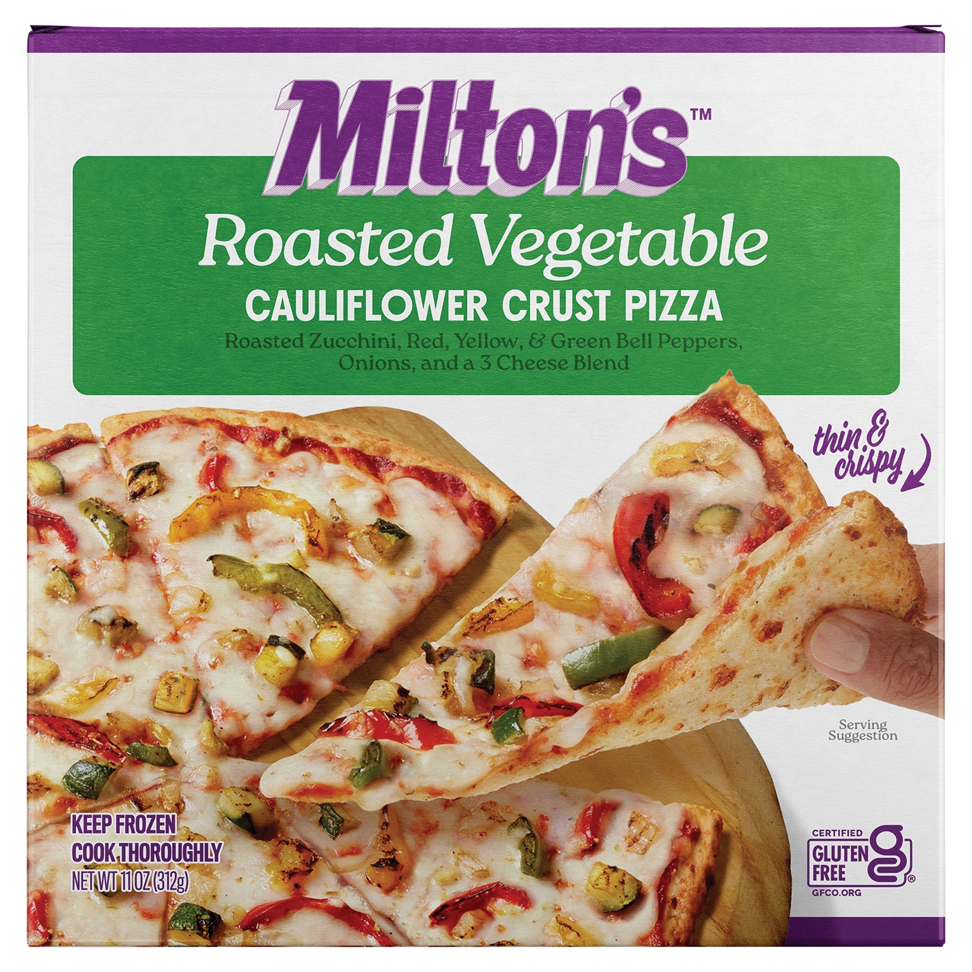 Milton's Pizza, Cauliflower Crust, Roasted Vegetable-Main