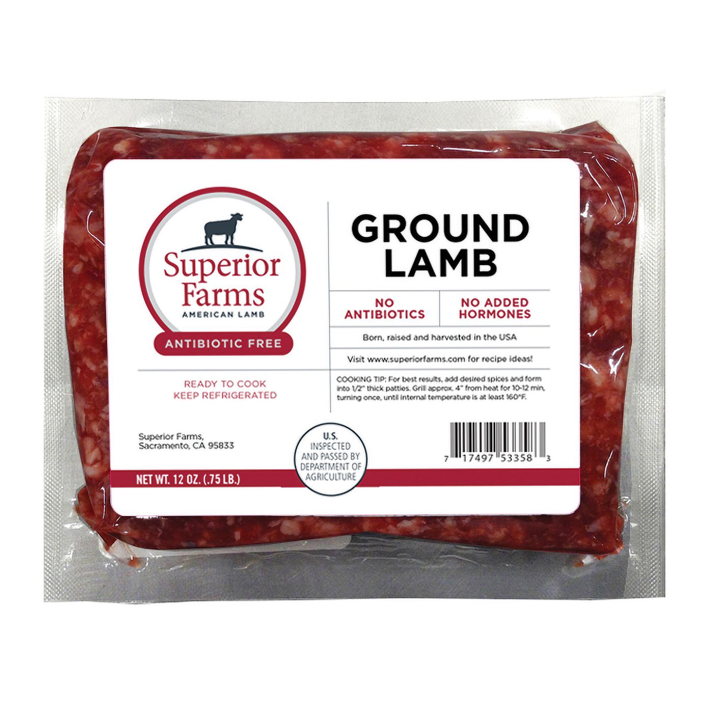 Superior Farms American Ground Lamb, Antibiotic Free-Main