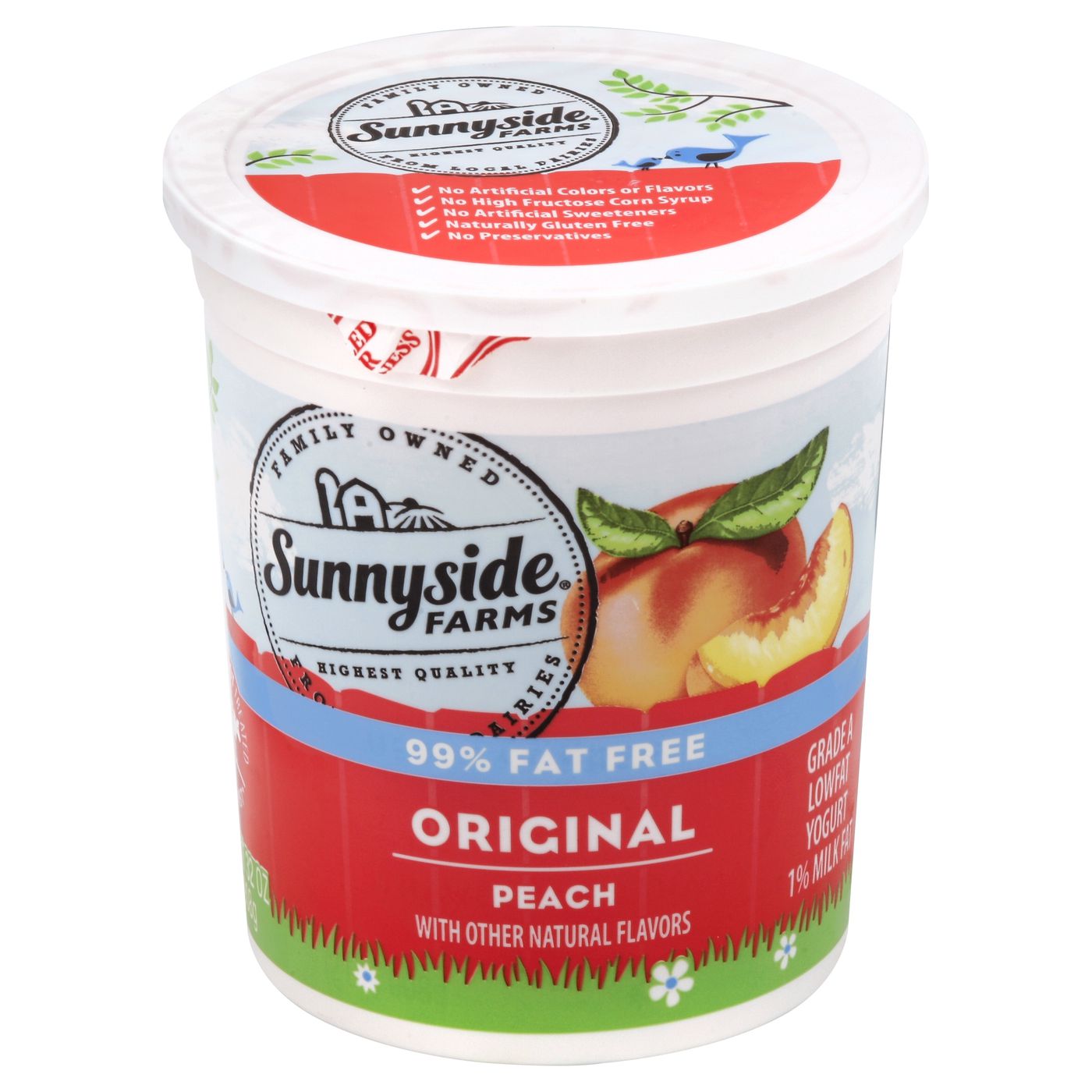 Sunnyside Farms Yogurt, Lowfat, Original, Peach-Main