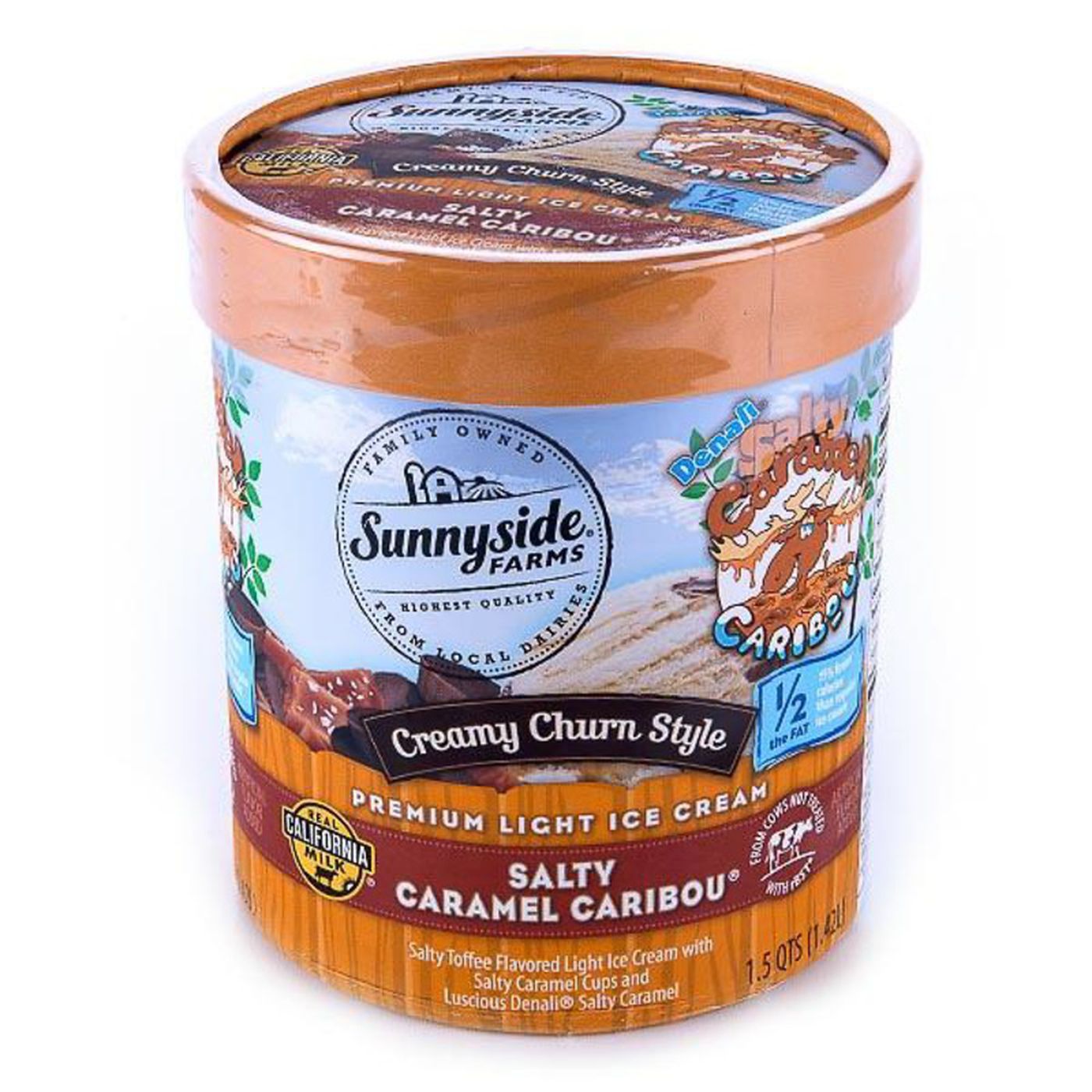 Sunnyside Farms Ice Cream, Light, Salty Caramel Caribou, Creamy Churn ...