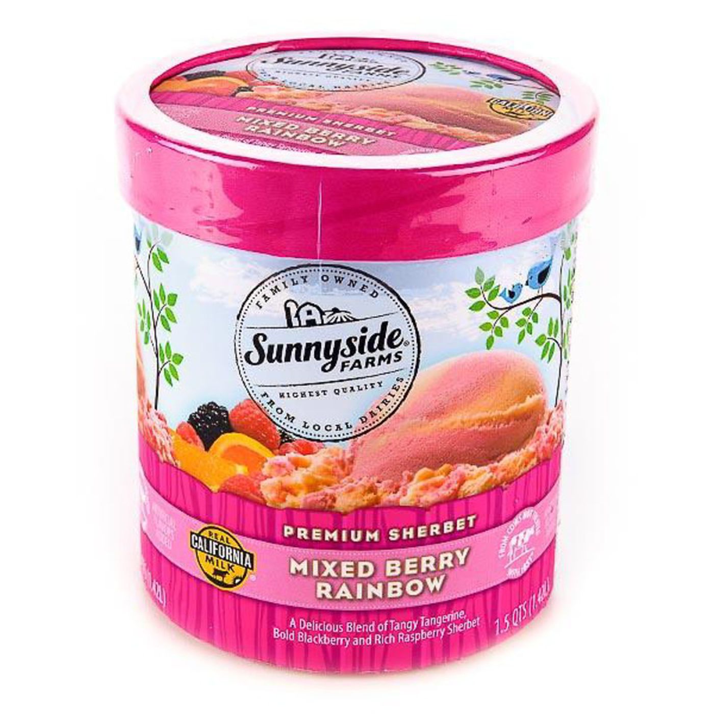 Sunnyside Farms Sherbet, Premium, Mixed Berry Rainbow-Main