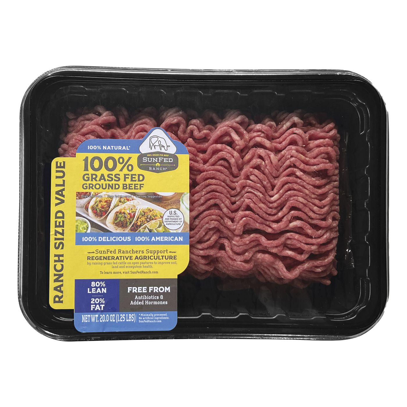 SUNFED RANCH GRASS FED 80/20 GROUND BEEF TRAY-Main
