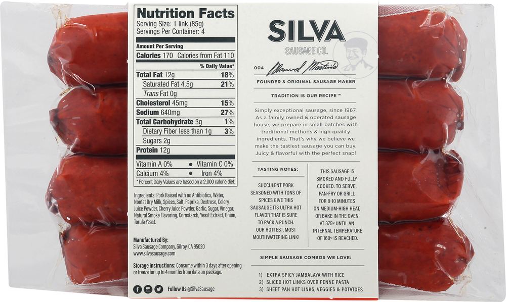 Silva Smoked Sausage, Louisiana Hot Links-Planogram-Back