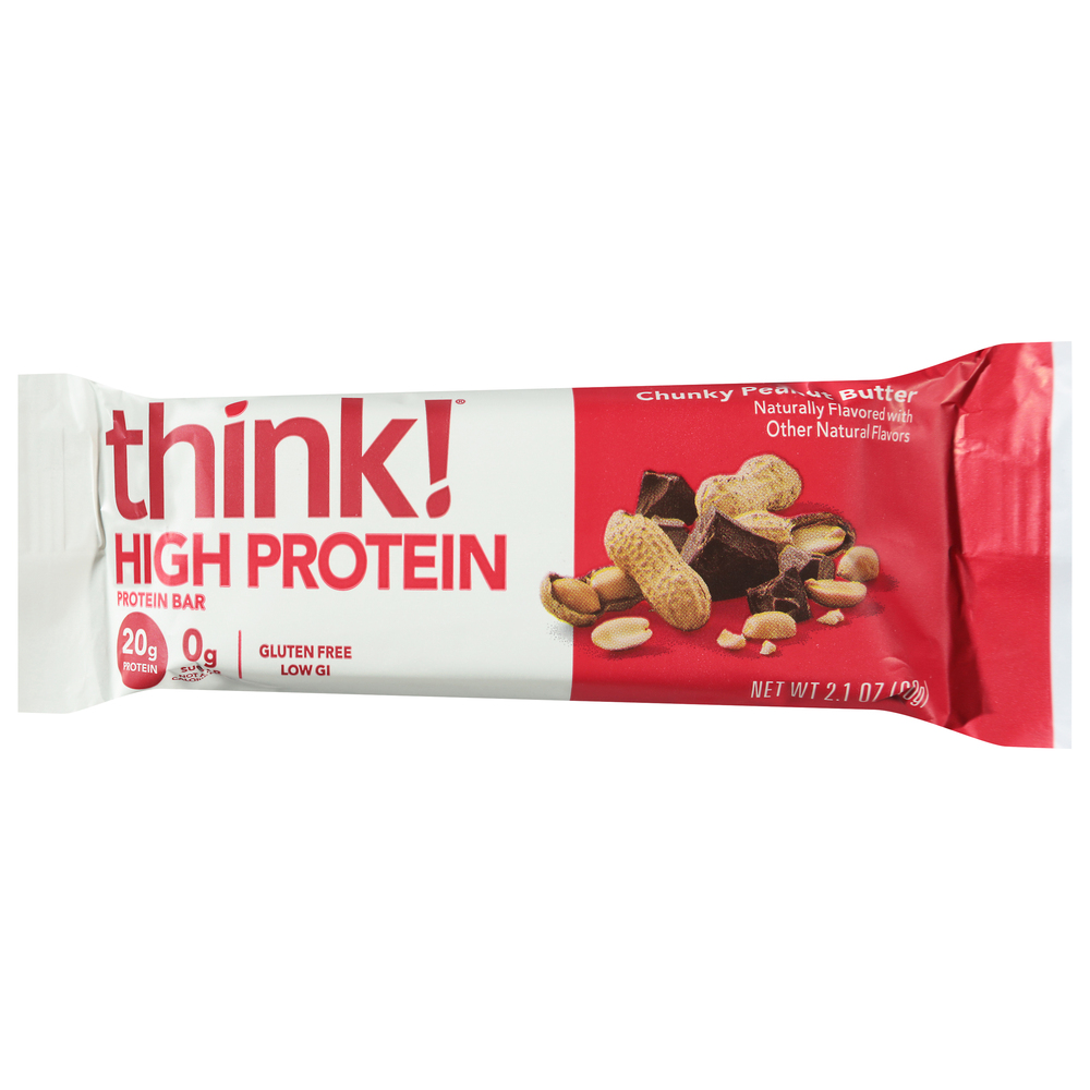 Think! High Protein Bar, Chunky Peanut Butter-Front-Right-Elevated