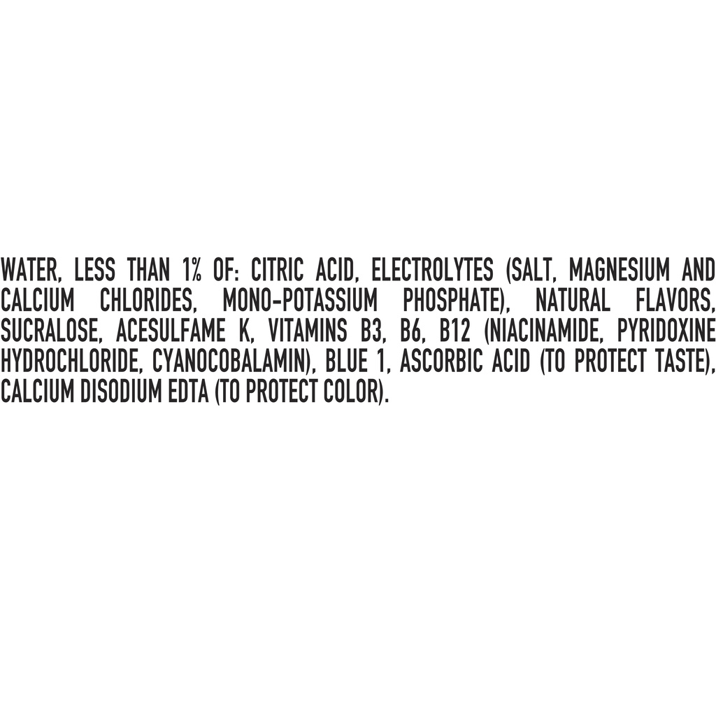 Powerade Sports Drink, Zero Sugar, Mixed Berry-Ingredients